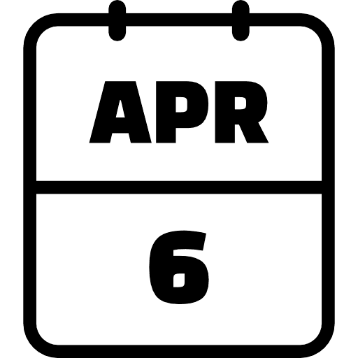 Calendar April 6 Icon SVG Vector & PNG Free Download | UXWing