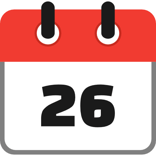 Calendar Date 26 Icon SVG Vector & PNG Free Download | UXWing