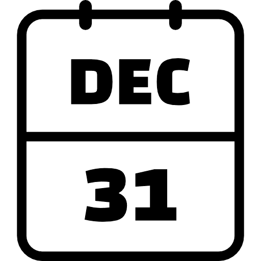 Calendar December 31 Icon SVG Vector & PNG Free Download | UXWing
