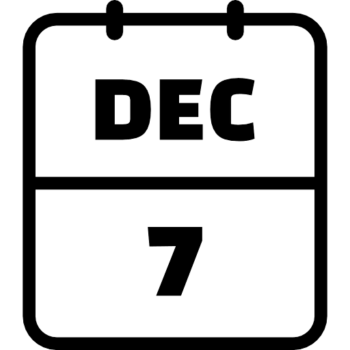 Calendar December 7 Icon SVG Vector & PNG Free Download | UXWing