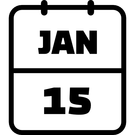 Calendar January 15 Icon SVG Vector & PNG Free Download | UXWing