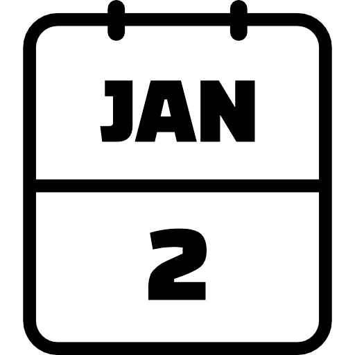 Calendar January 2 icon SVG Vector & PNG Free Download | UXWing