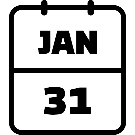 Calendar January 31 Icon SVG Vector & PNG Free Download | UXWing