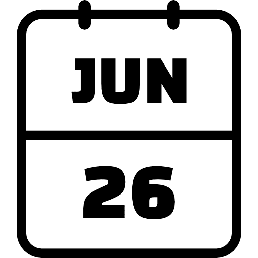 Calendar June 26 Icon SVG Vector & PNG Free Download | UXWing