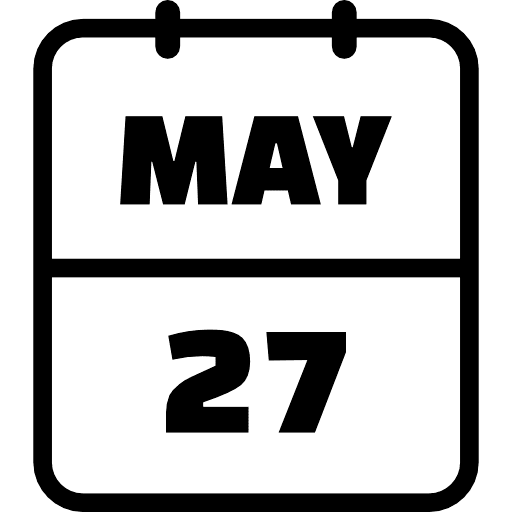 Calendar May 27 Icon SVG Vector & PNG Free Download | UXWing