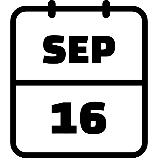 Calendar September 16 Icon SVG Vector & PNG Free Download | UXWing