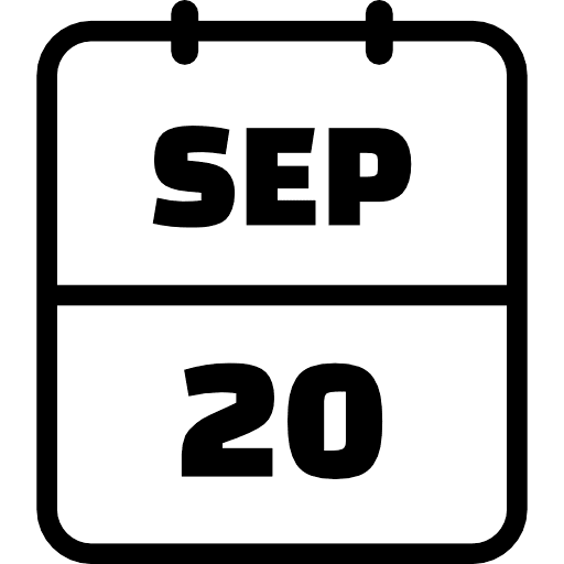 Calendar September 20 Icon SVG Vector & PNG Free Download | UXWing