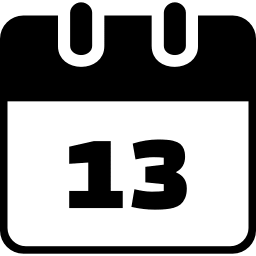 Date 13 Black Icon SVG Vector & PNG Free Download | UXWing