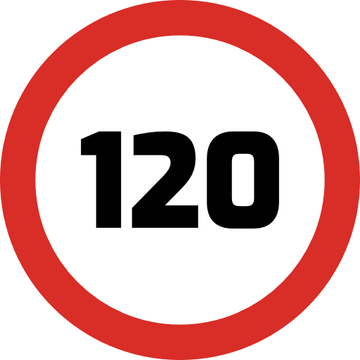 Speed Limit 120 Sign Icon SVG Vector & PNG Free Download | UXWing